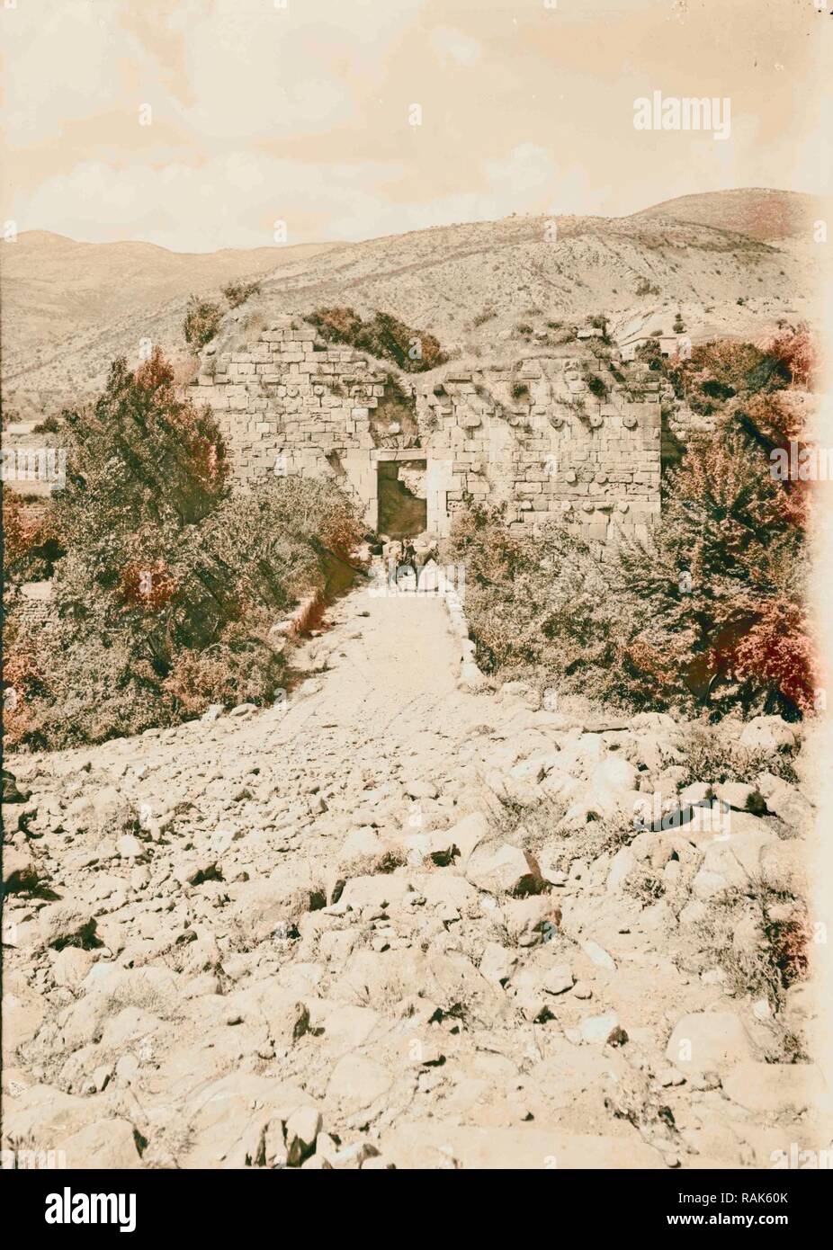 Roman bridge and city gate at Banias 1900, Syria, Damascus Province ...