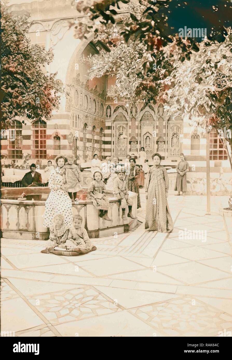 Damascus Esh-Sham, Fountain in Damascus courtyard 1900, Syria, Damascus ...