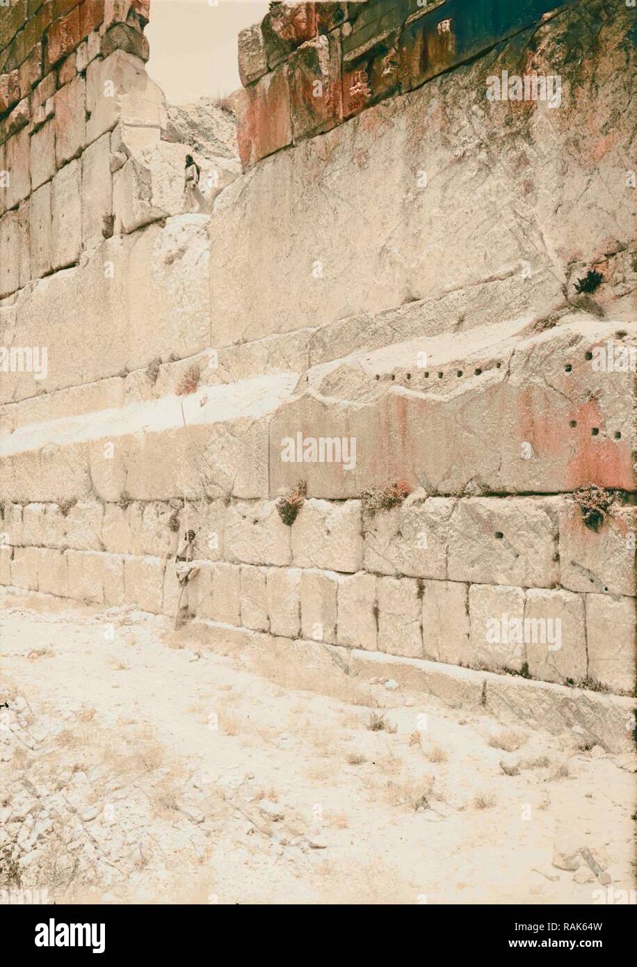 Baalbek. Cyclopean wall 1900, Lebanon, Baʻlabakk. Reimagined by Gibon ...
