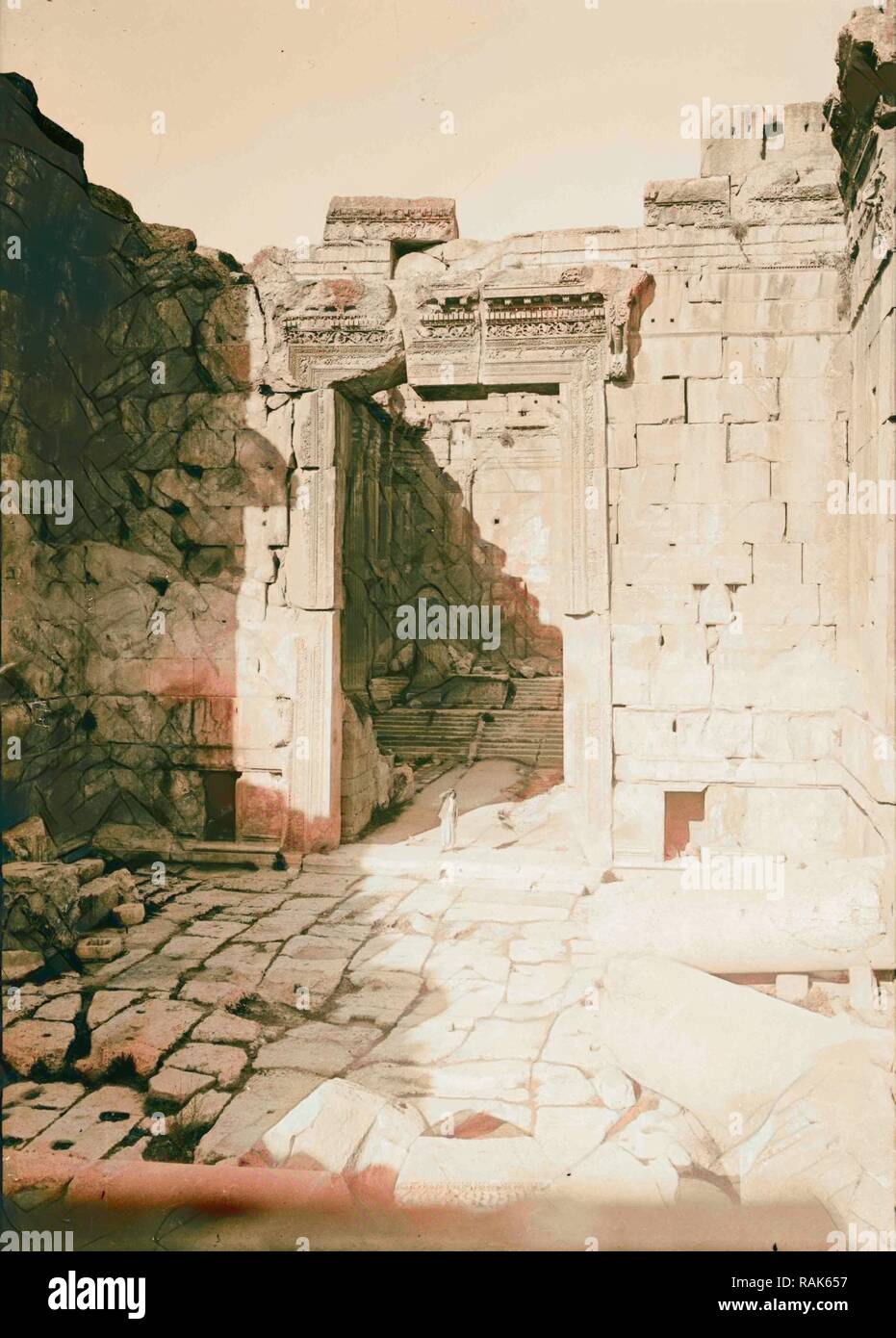 Baalbek. Entrance to Temple of Bacchus 1900, Lebanon, Baʻlabakk ...