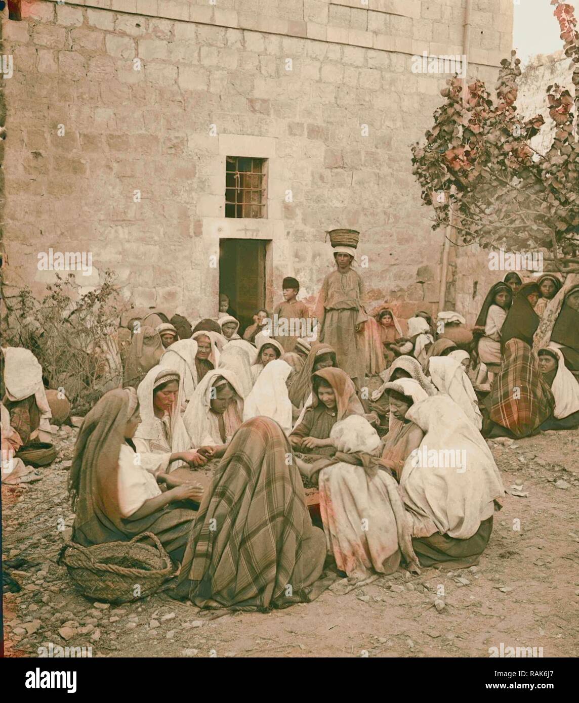 Peasant women sorting raisins 1900 Middle East. Reimagined by Gibon ...