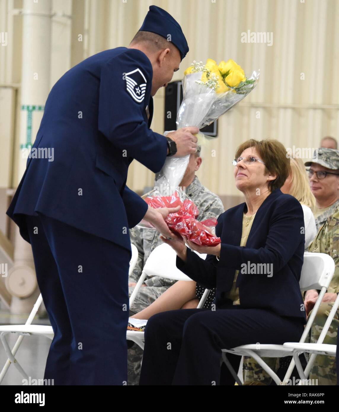 ARMY AVIATION SUPPORT FACILITY, Del.- A bouquet of flowers is given to ...
