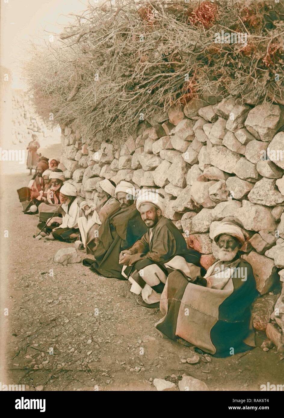 Old men of Beeroth 1900, West Bank, Bīrah. Reimagined by Gibon. Classic ...