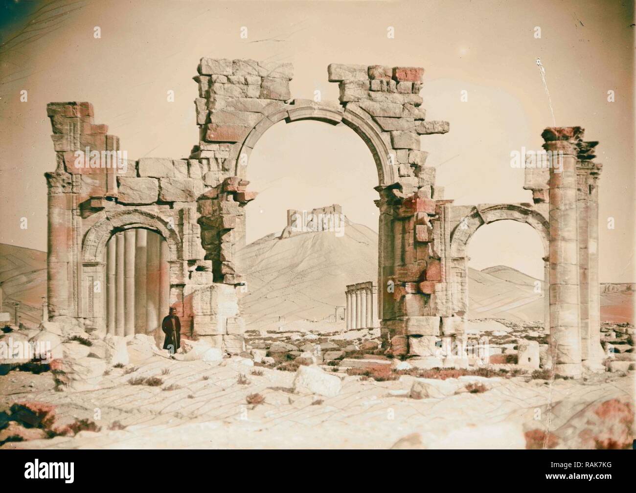 Palmyra Tadmor, Triumphal arch, central portion 1900, Syria, Tadmur ...