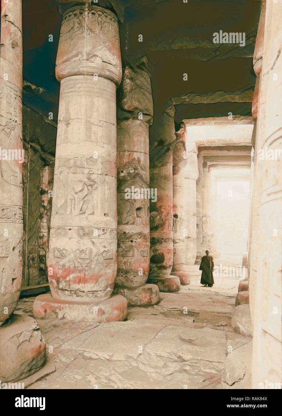 Egyptian views Abydos. First hypostyle hall, Temple of Sethos I 1900 ...