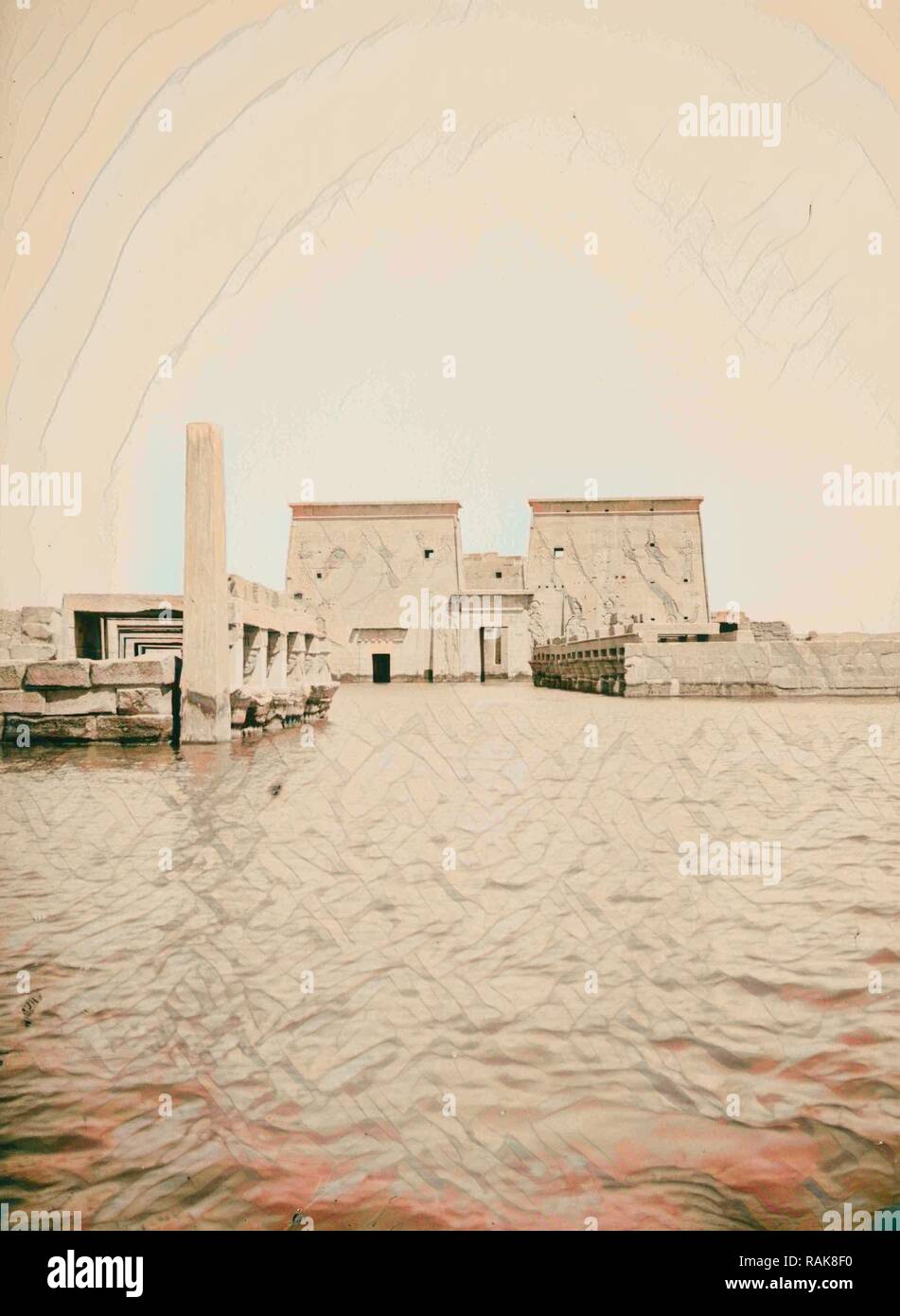 Egyptian views Assuan and Philae. Temple of Isis, showing obelisk and ...