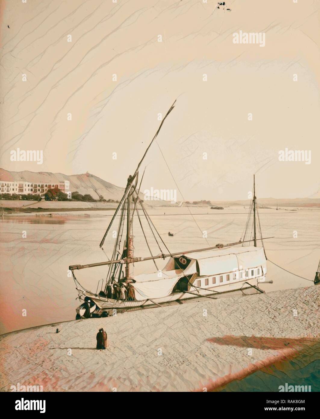 Egyptian views Assuan and Philae. Dahabeah, boat for travelling on the ...