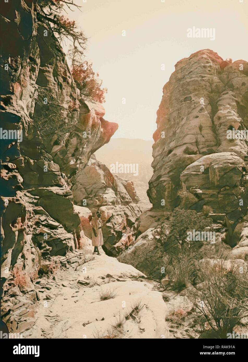 Petra in Transjordan, Deep gorge en route to Ed-Deir 1900, Jordan ...
