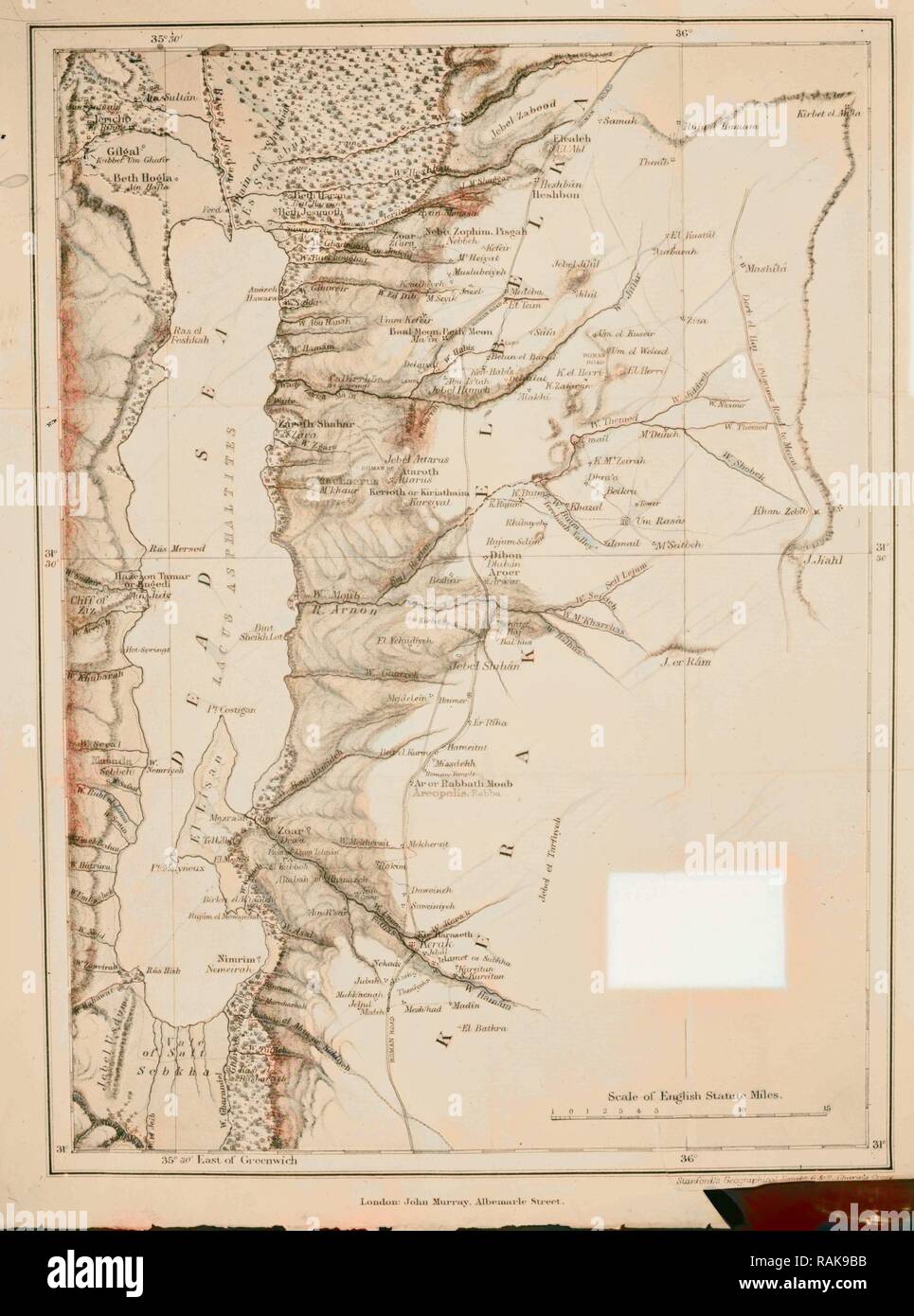 Around the Dead Sea Map of the Dead Sea 1900, Israel. Reimagined by ...