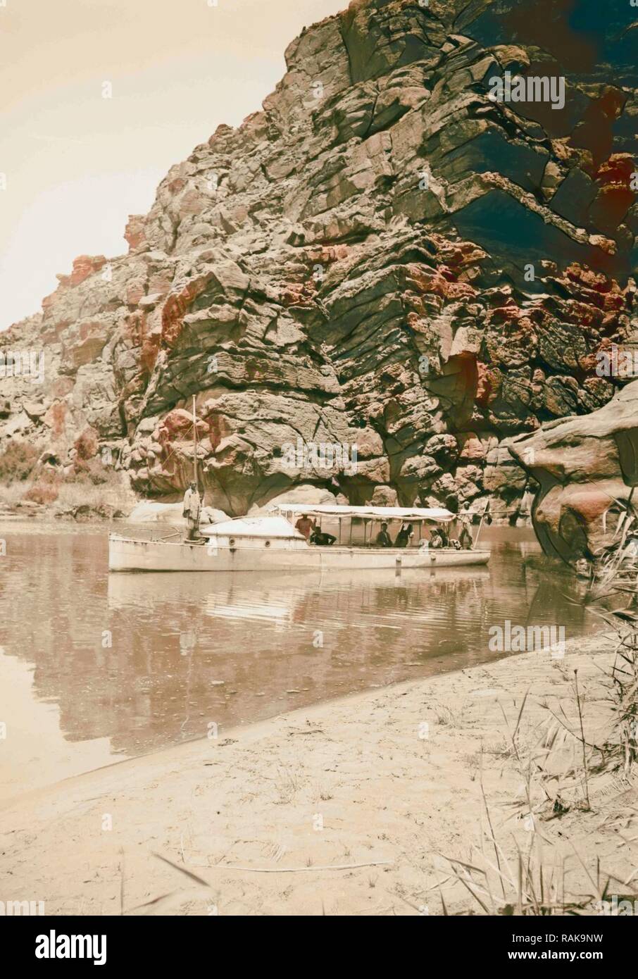 Around the Dead Sea Motor boat at the mouth of the River Arnon 1900 ...