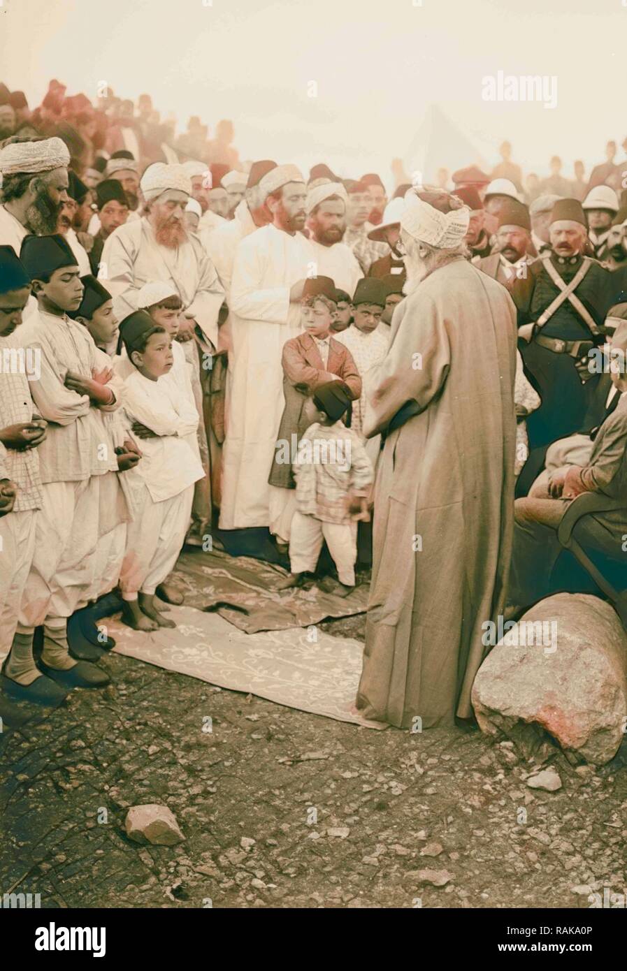 The Samaritan Passover on Mt. Gerizim Evening prayer 1900, West Bank ...