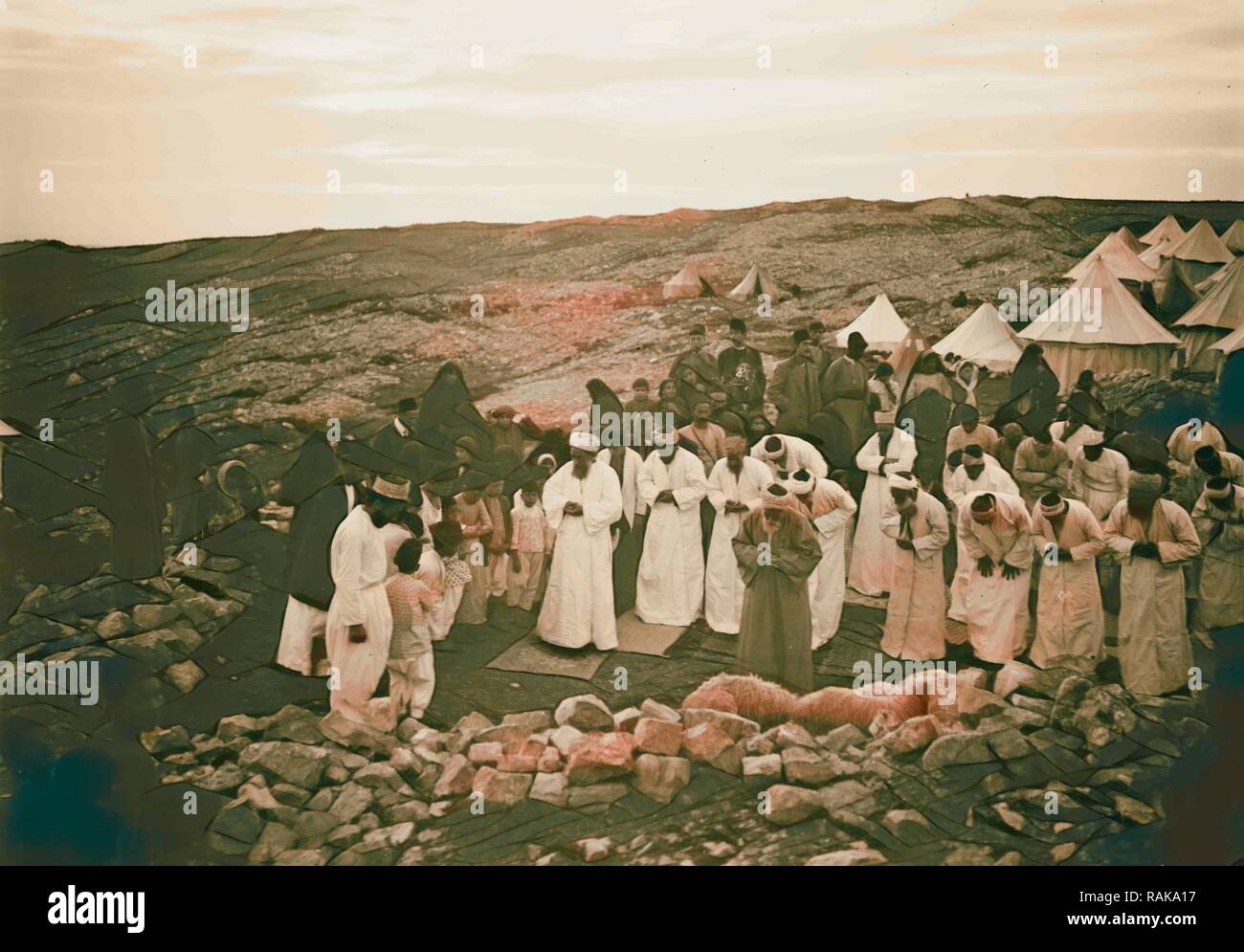 The Samaritan Passover on Mt. Gerizim Evening prayer 1900, West Bank ...