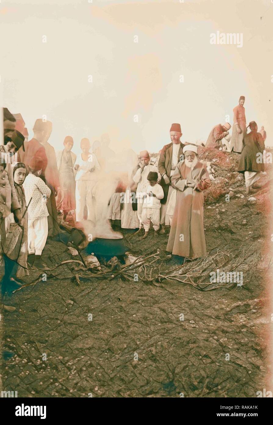 The Samaritan Passover on Mt. Gerizim Heating water for the sacrifice ...