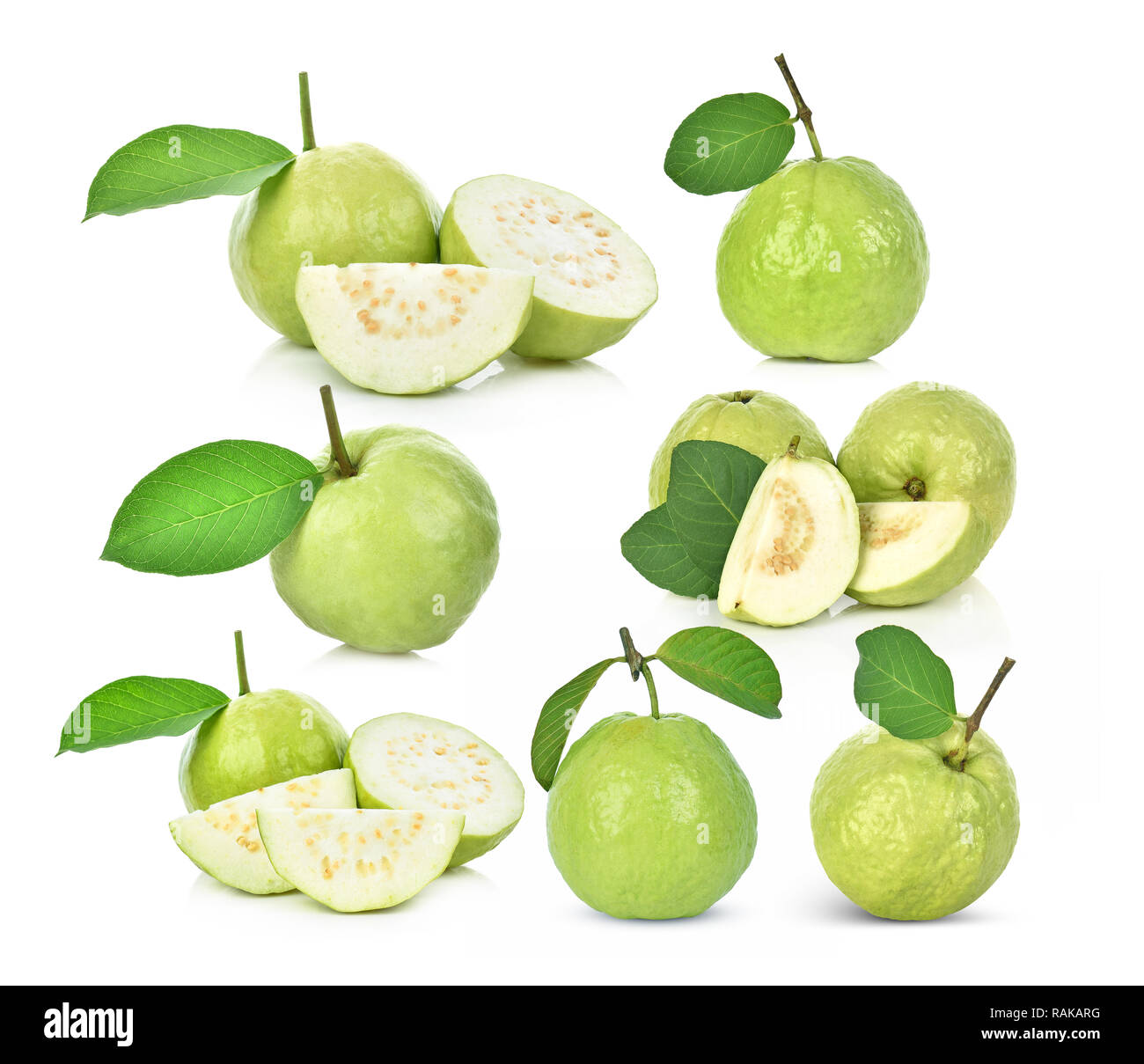 set of fresh guava fruit isolated on white background Stock Photo - Alamy