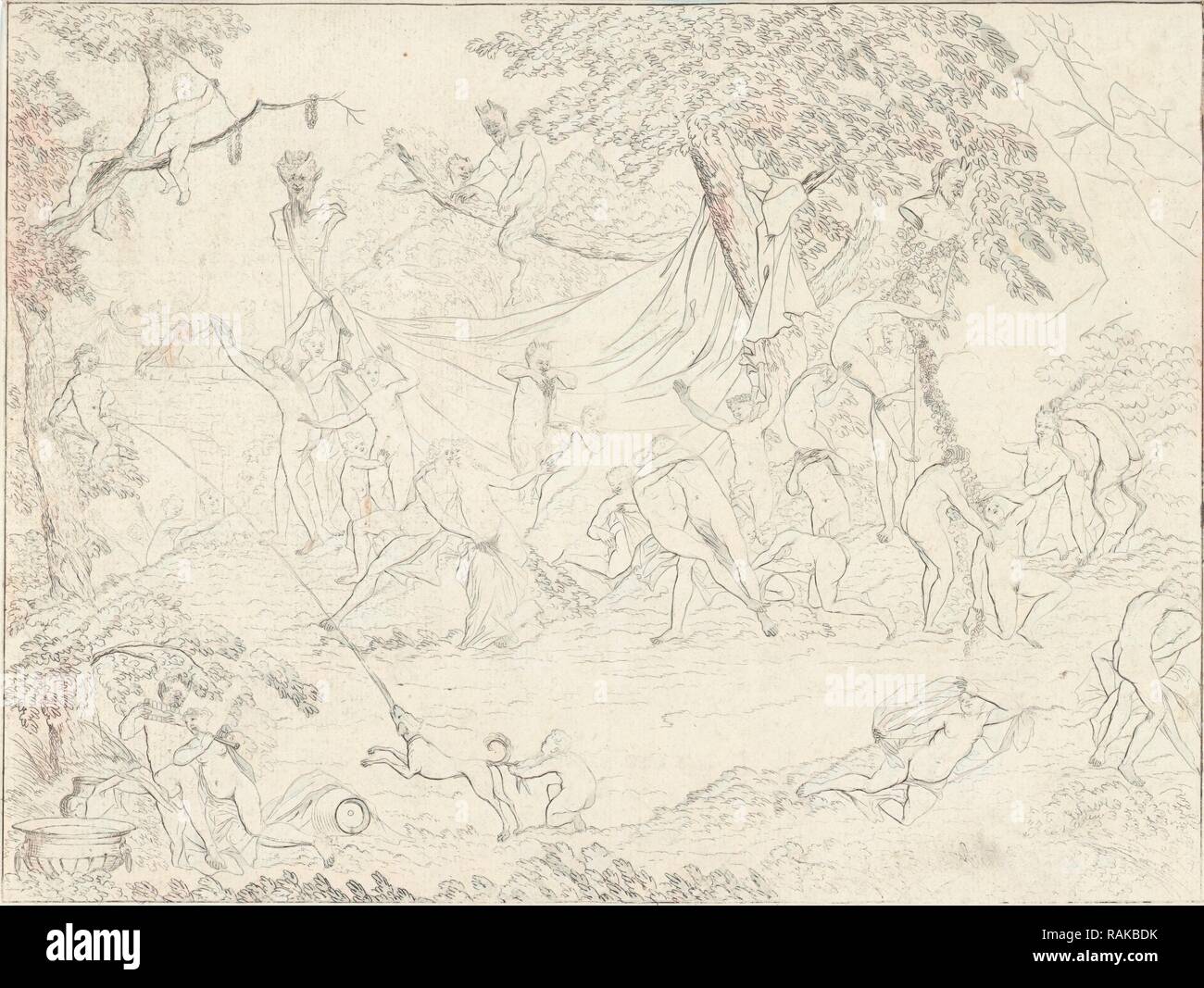 Bacchae with satyr masks, Gerard Melder, 1725. Reimagined by Gibon ...