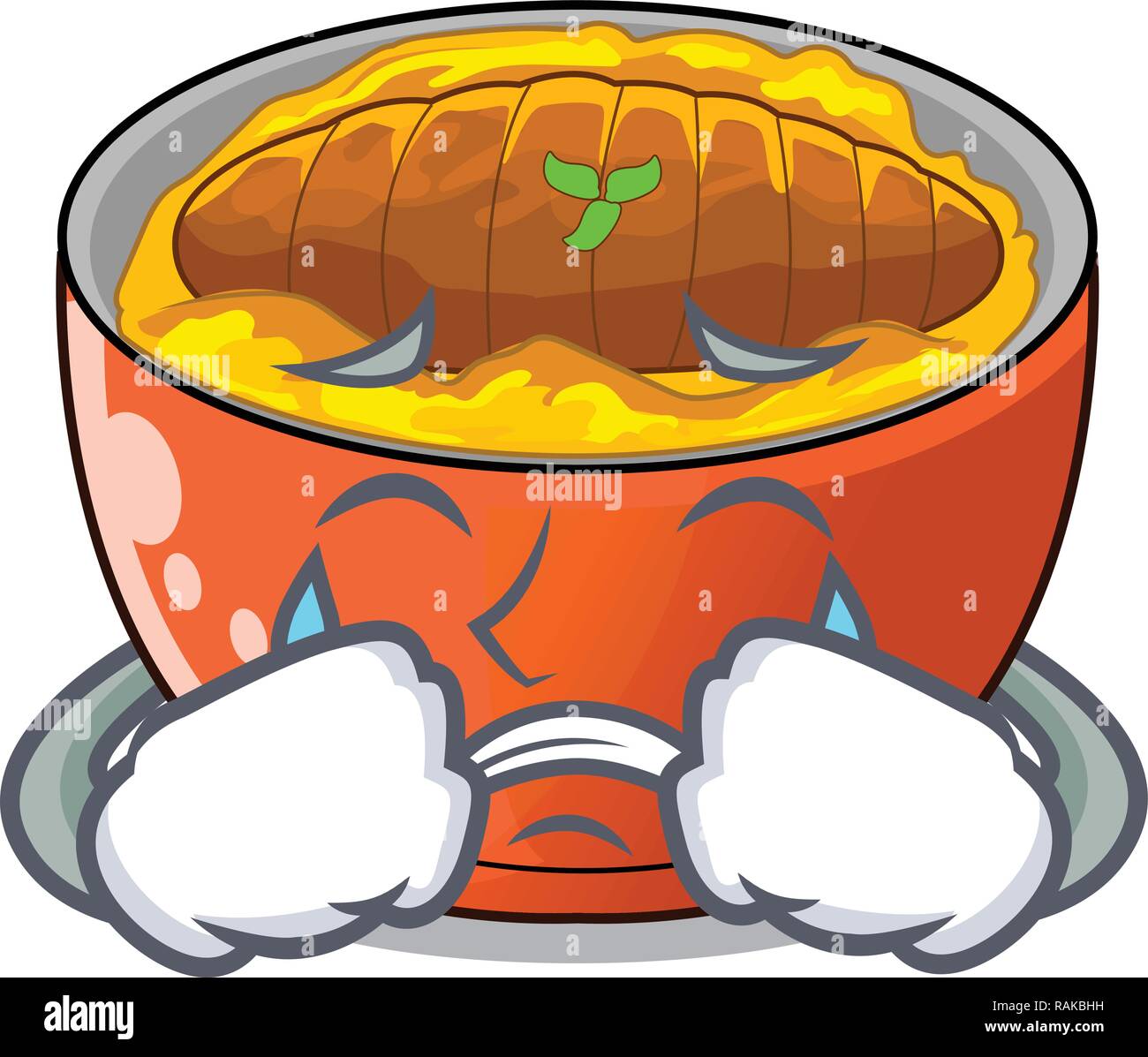 Crying hot katsudon on the cartoon table Stock Vector Image & Art - Alamy