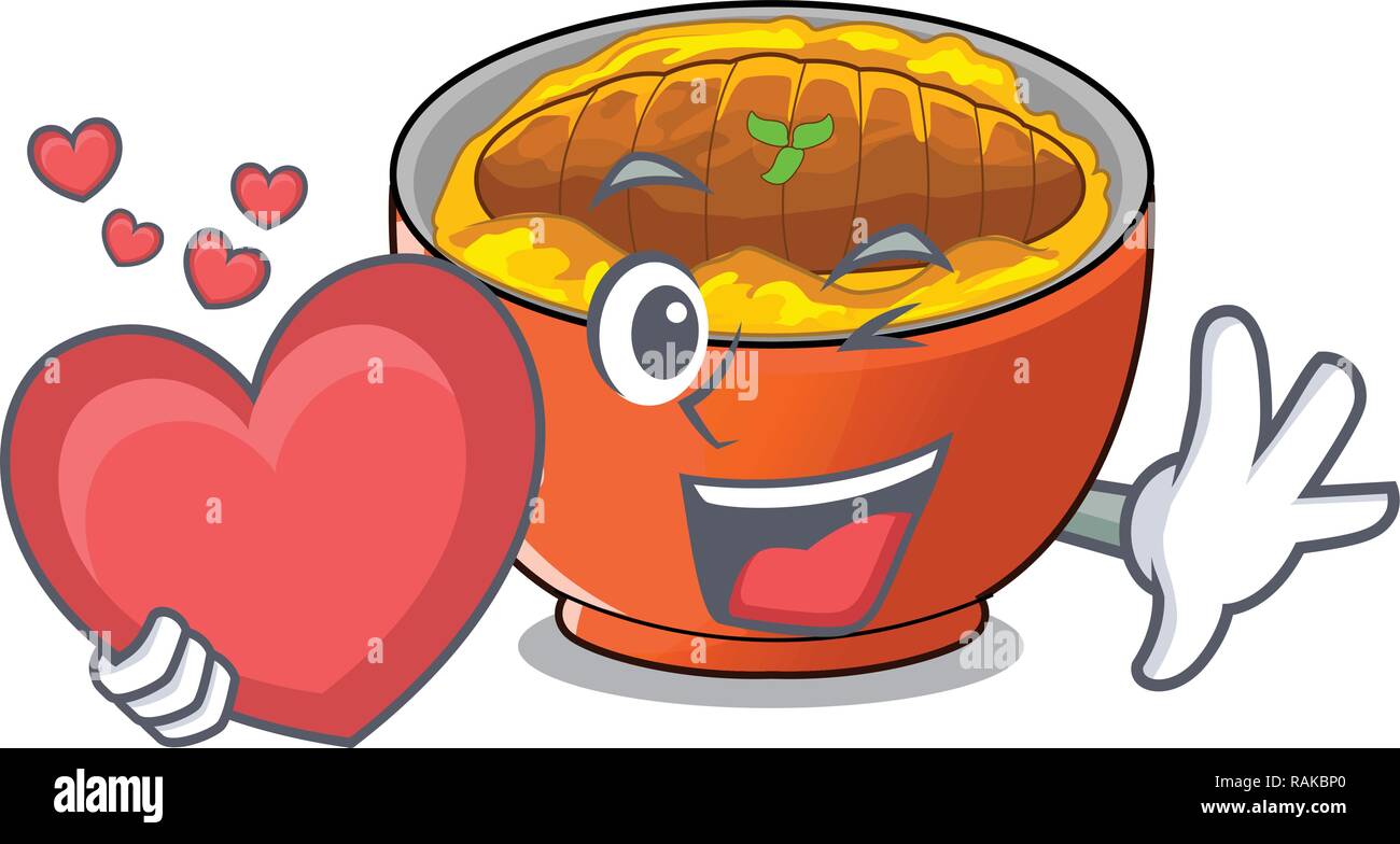 With heart hot katsudon on the cartoon table Stock Vector Image & Art ...