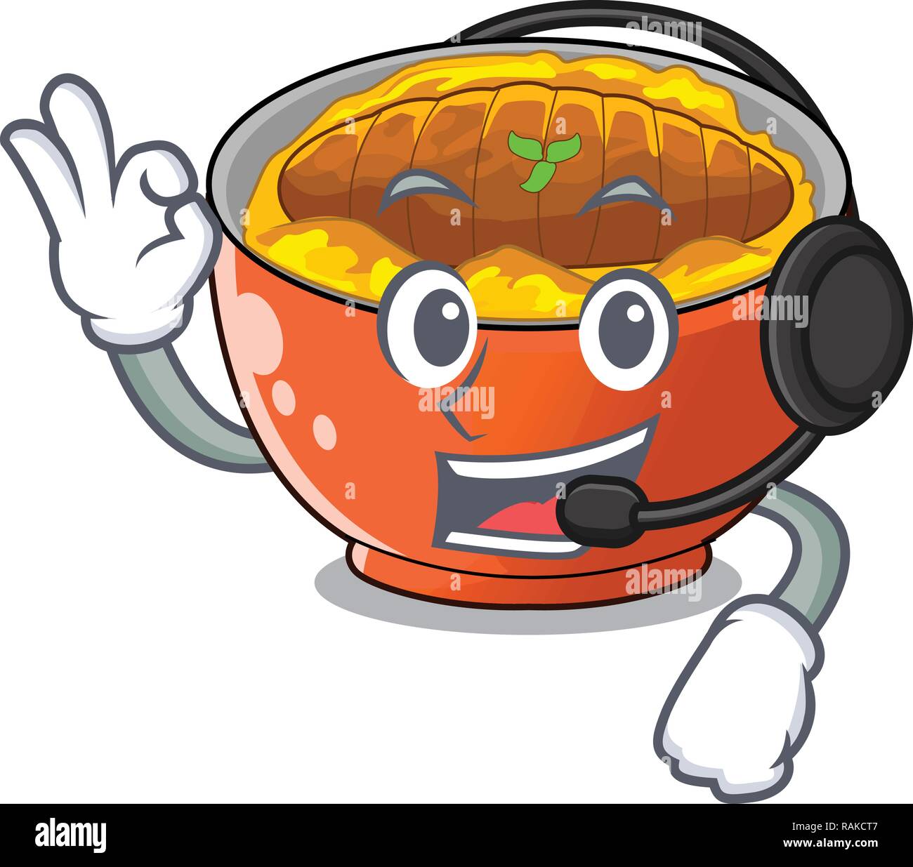 With headphone katsudon is served on mascot plate Stock Vector Image ...