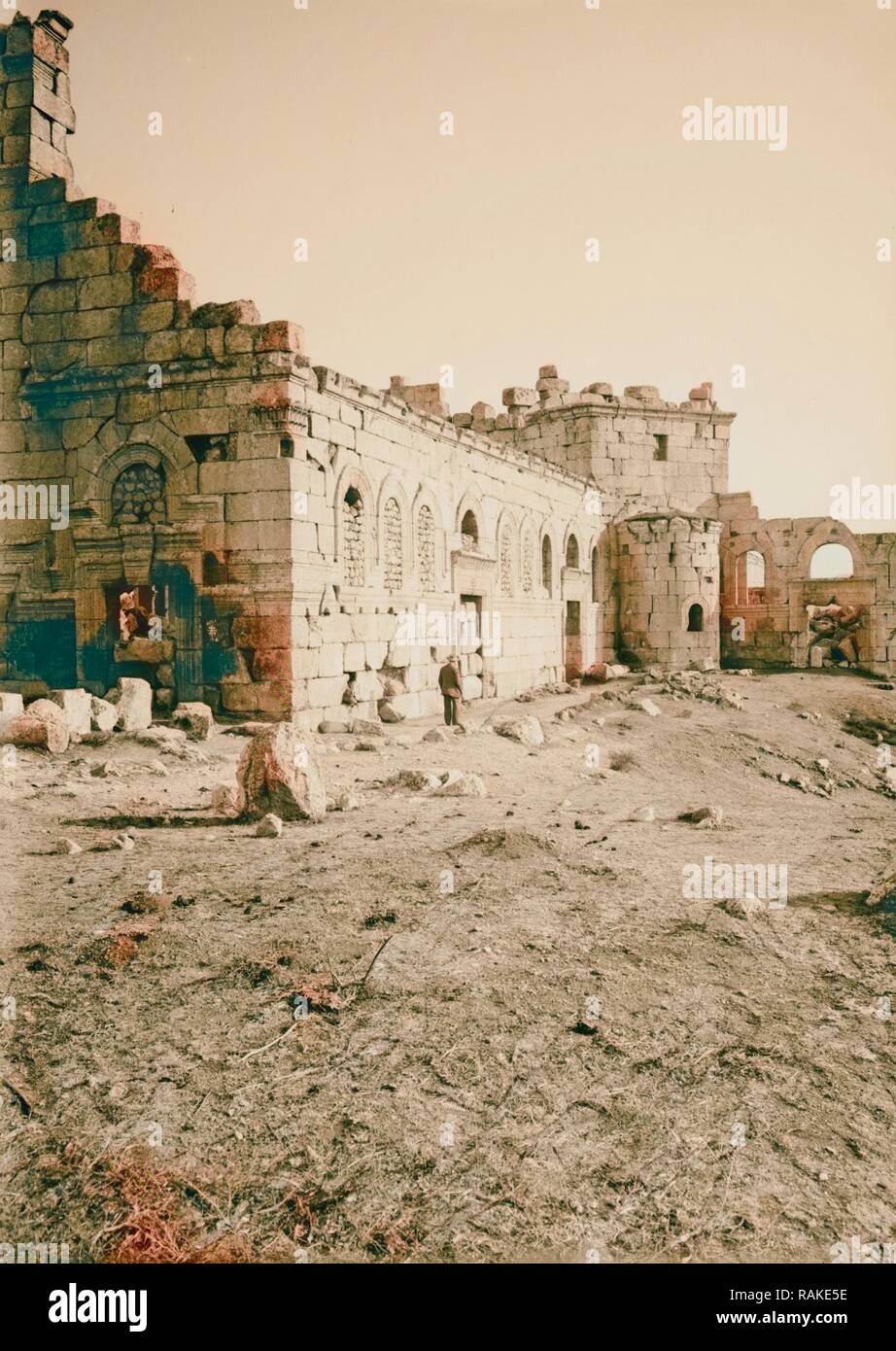 Kalat Siman. Church wall showing portals from northwest 1900, Syria ...