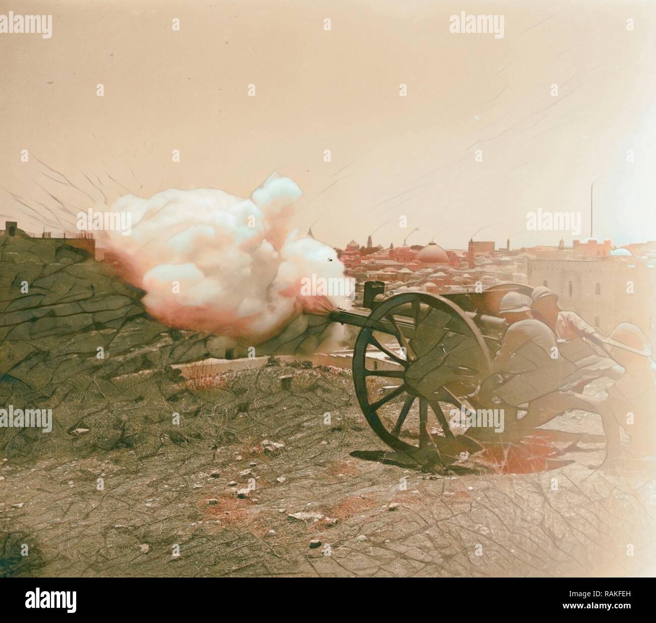 Around the city wall Firing Ramadan Cannon on Gordon's Calvary. Moved ...