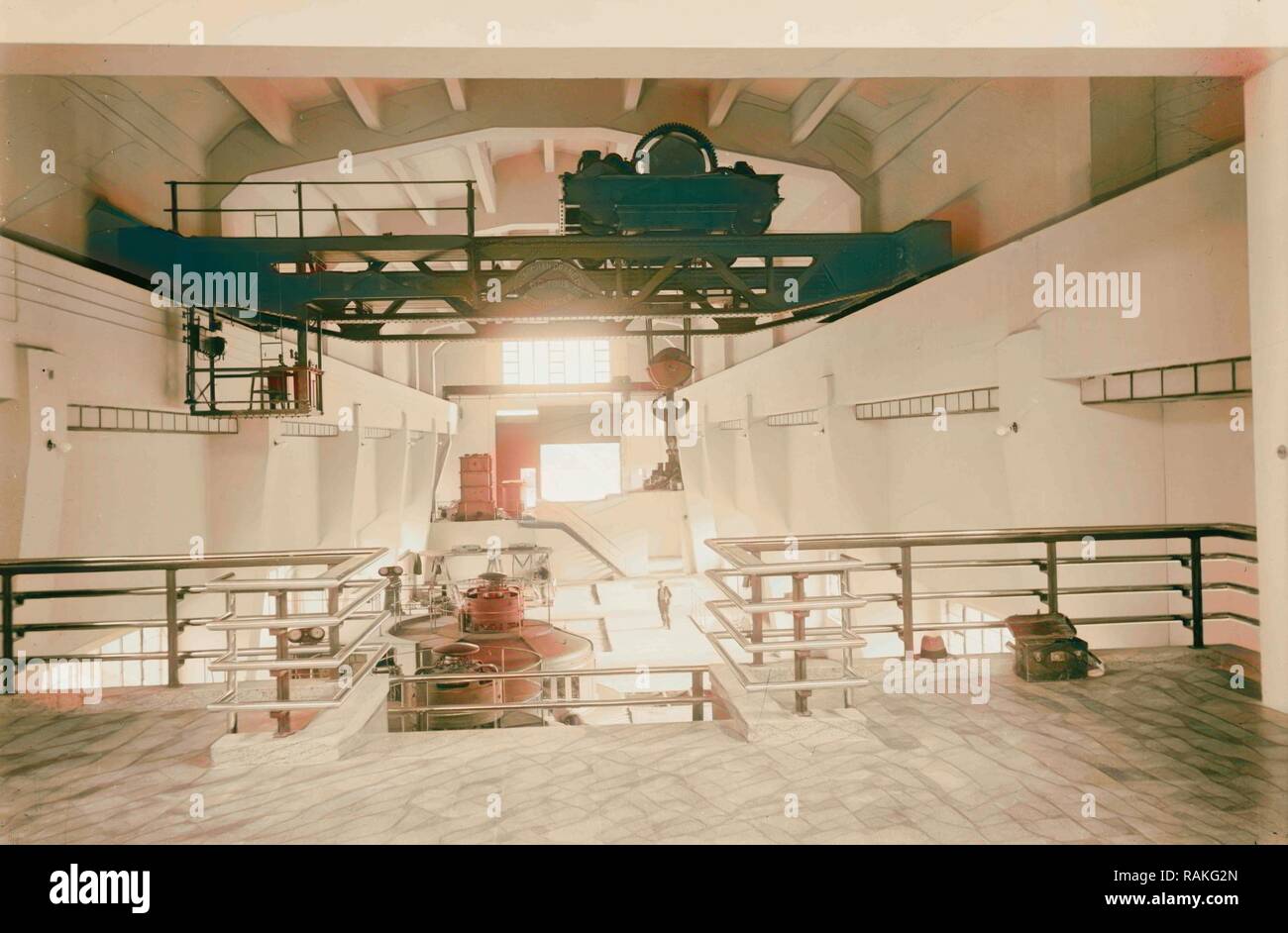 The Palestine Electric Corporation power plant. Interior of the power ...