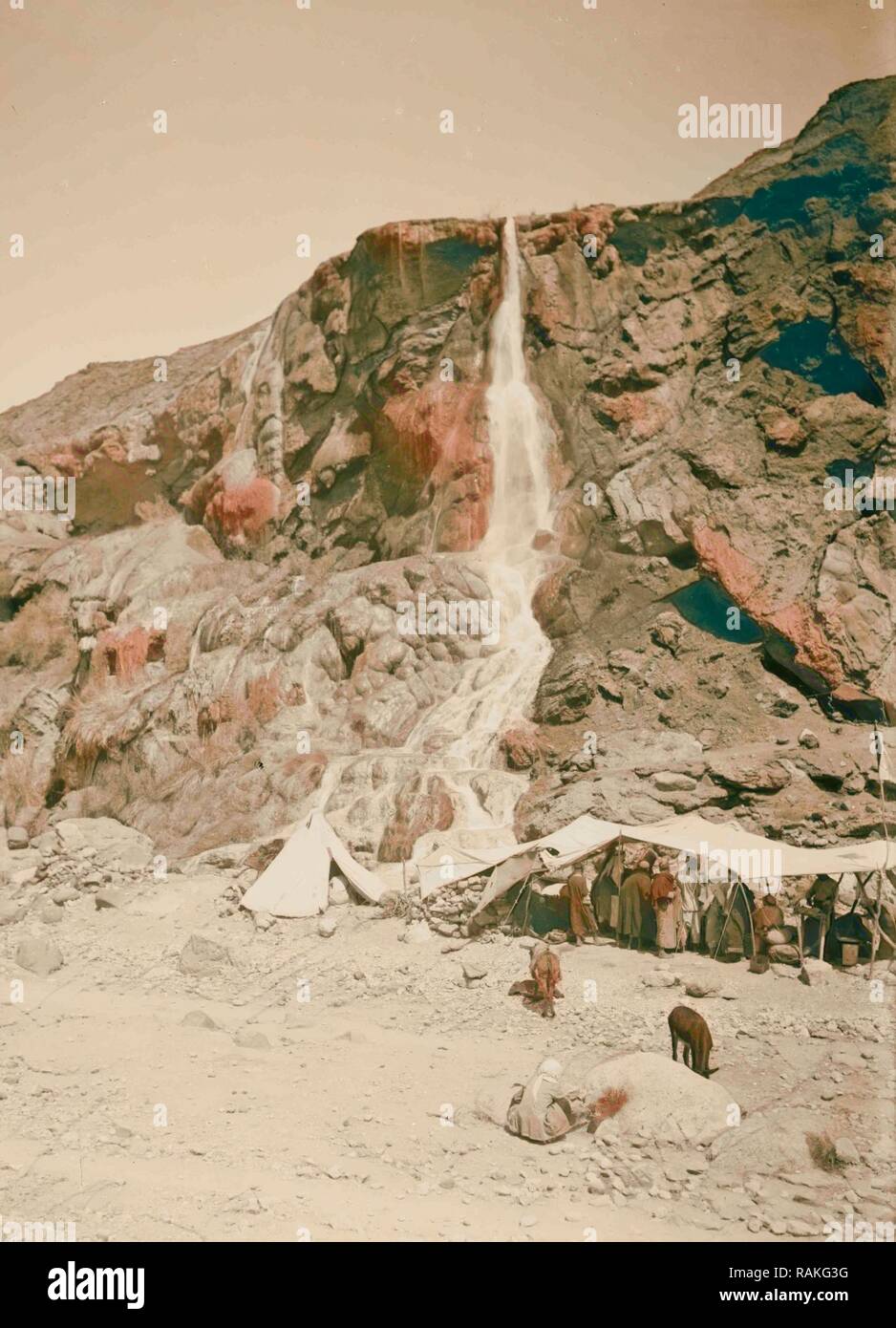 Herod's hot baths of Callirhoe. Wady Zerka Main. The waterfall and ...
