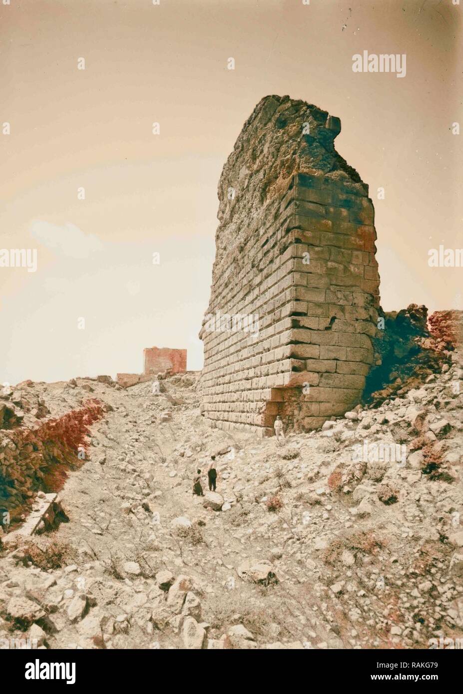 Athlit. Eastern wall of the castle. 1920, Israel, ʻAtlit. Reimagined by ...