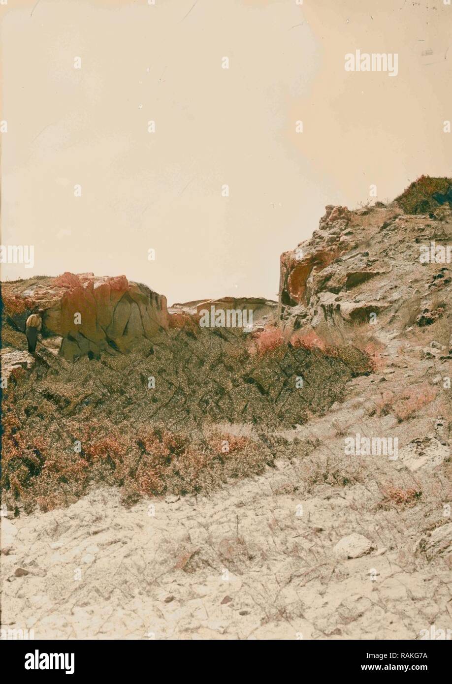 Athlit. Rock-hewn moat. 1920, Israel, ʻAtlit. Reimagined by Gibon ...