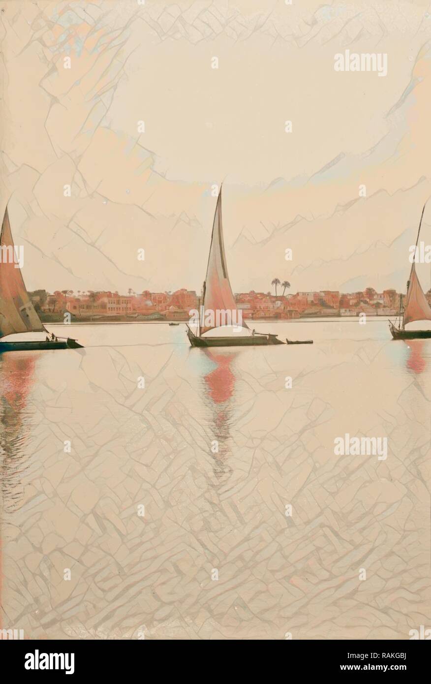 Egypt. Cairo and Memphis, etc. Scene in Old Cairo. Showing typical sail ...