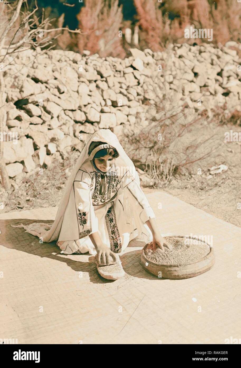 Agriculture, Primitive methods of rubbing and grinding wheat. 'Rubbing ...