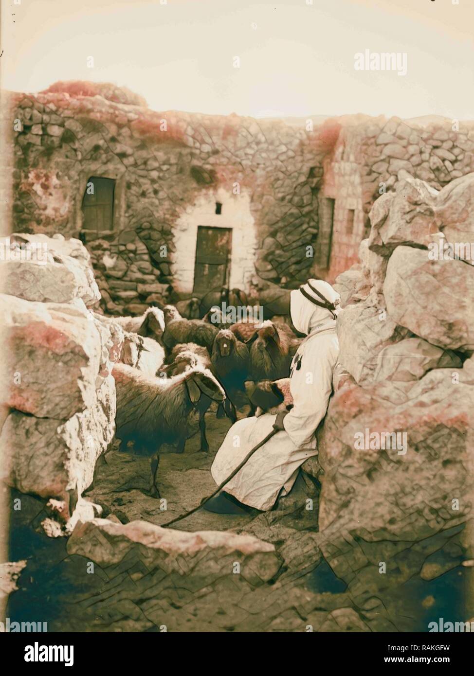 Agriculture, Shepherd scenes Village sheep-cote at Sharafat, Sherafat ...