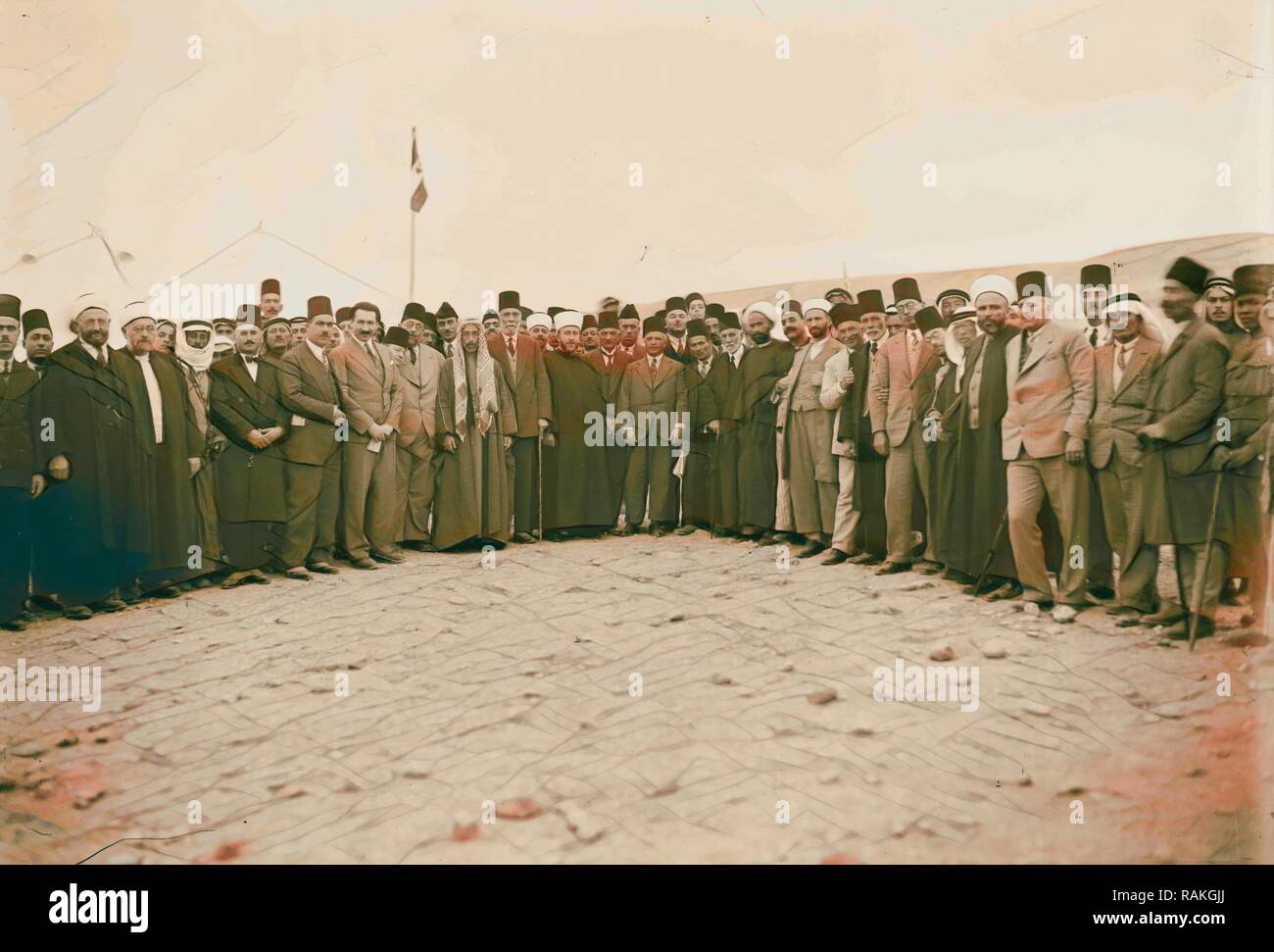 Pan-Islamic conference. Gathers at Shunet Nimrin, Transjordan. Group of ...