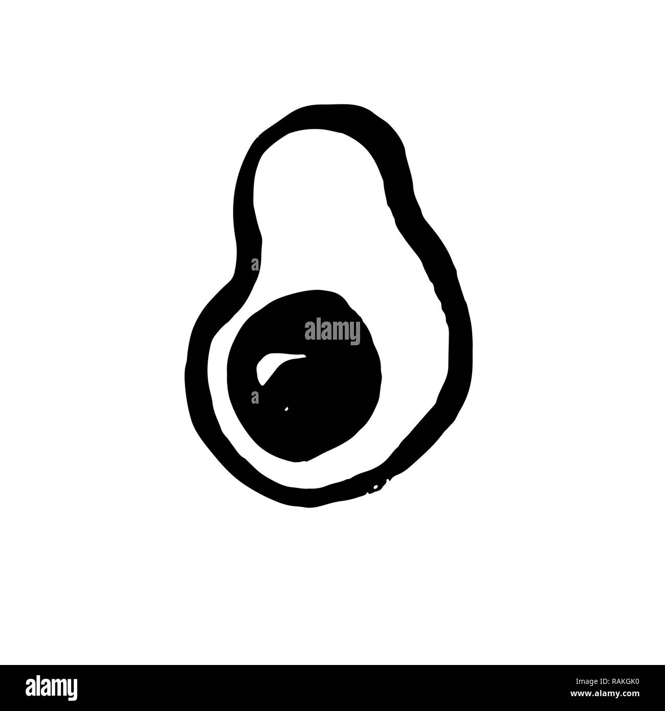 Avocado icon black background Black and White Stock Photos & Images - Alamy