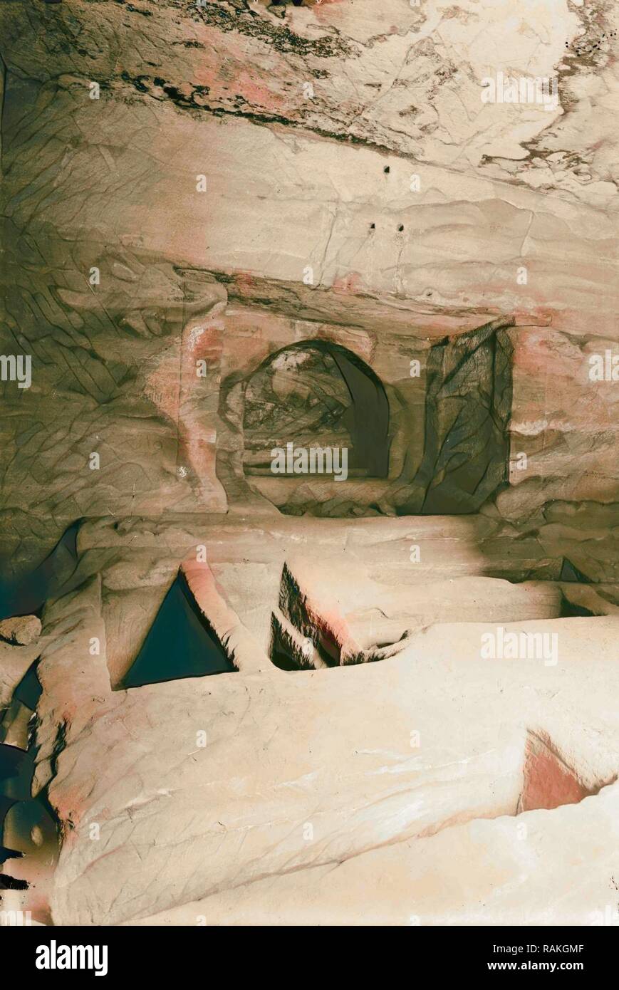 Petra, Wadi Musa, Lower Siq. Tomb interior in lower Siq. Floor graves ...