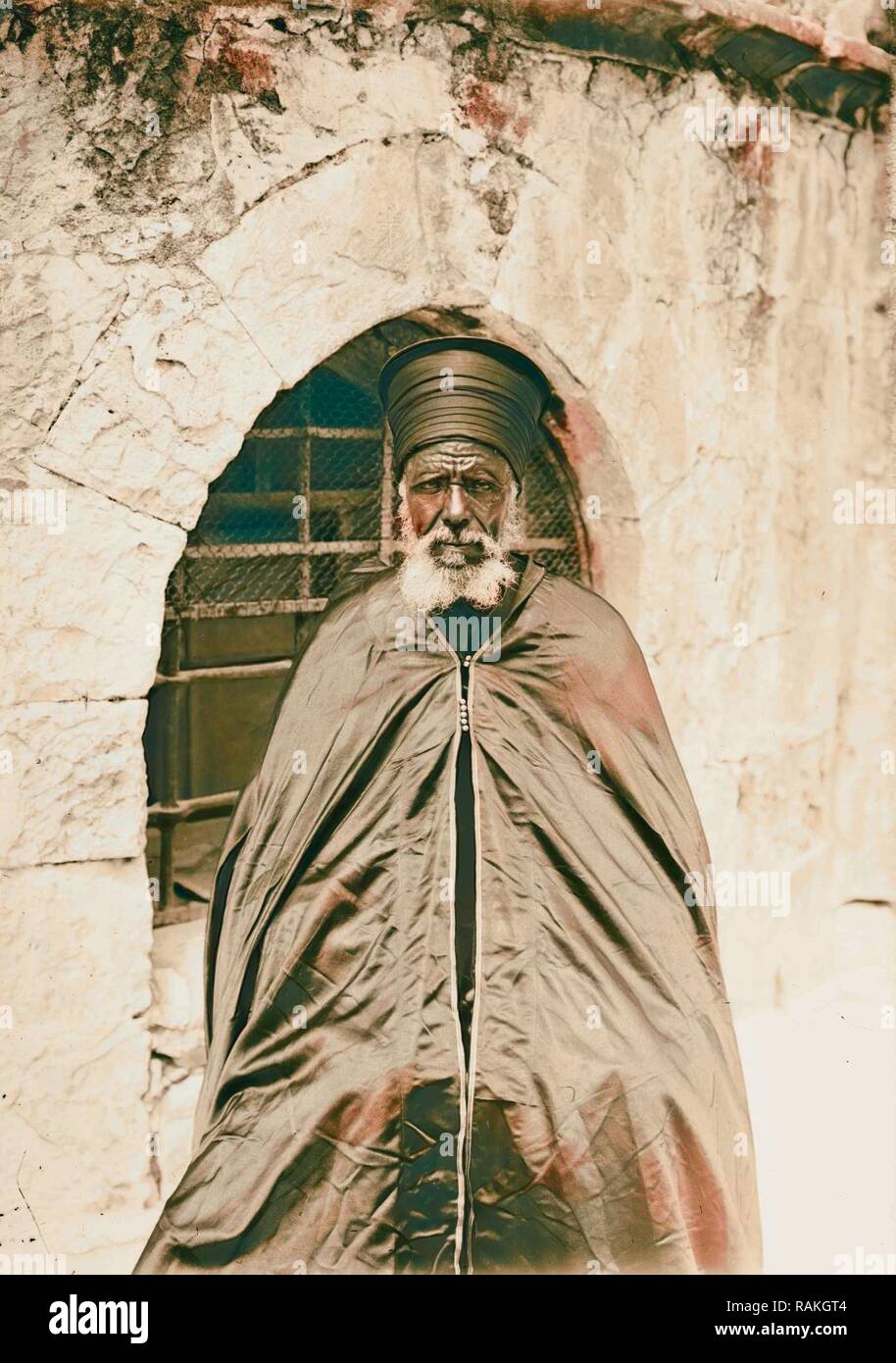 Abyssinian monk 1900, Middle East, Israel and/or Palestine. Reimagined ...