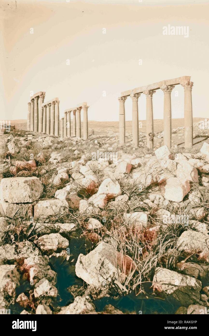 East of the Jordan and Dead Sea. Near view of the grand colonnade ...