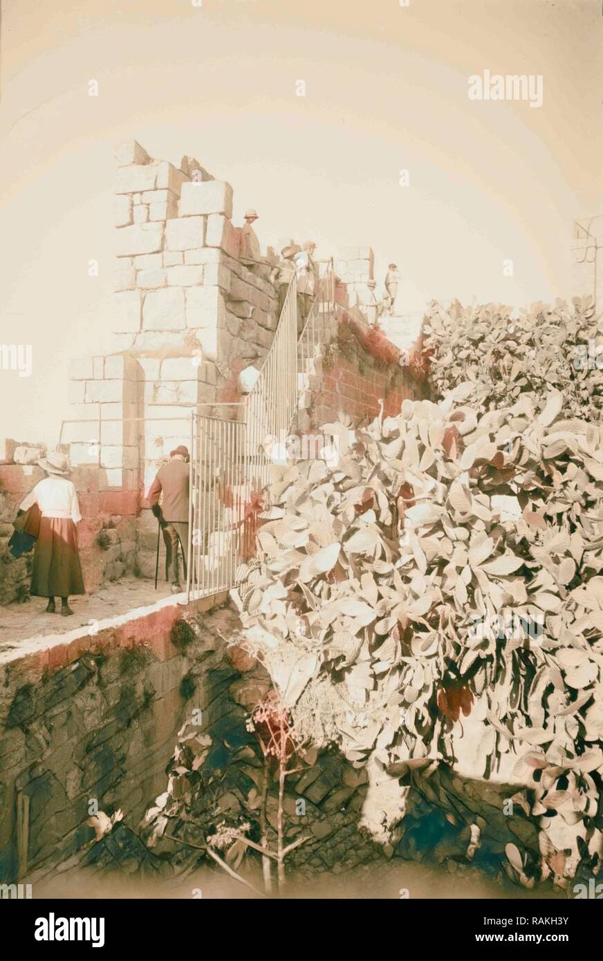 The rampart walk, on city wall The wall on Bezetha. 1919, Jerusalem ...