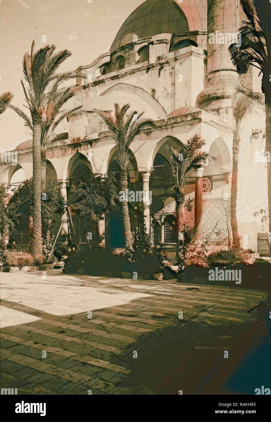 Along the sea coast Mosque of Jezzar Pasha 1900, Middle East, El Jazzar ...