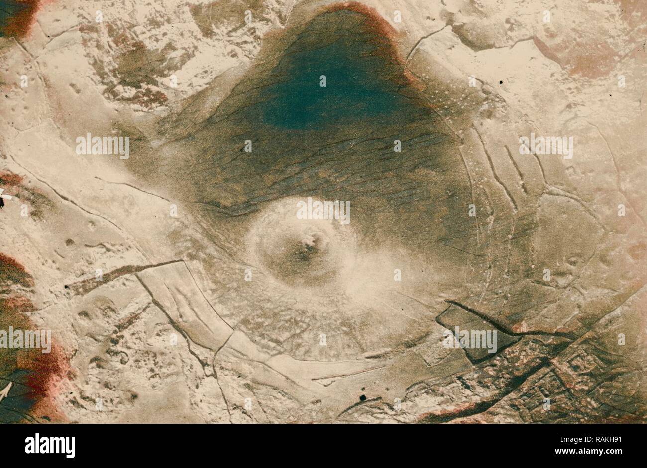 Series of first aerial photographs of Palestine and Syria. Volcano and ...