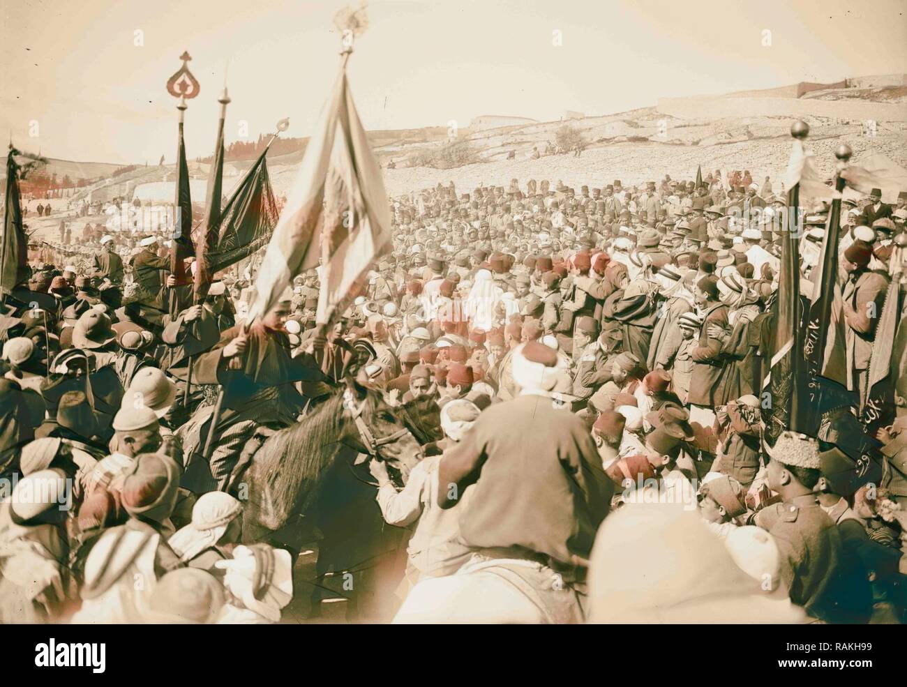 Holy Neby Mousa, Nebi Musa flag receiving the final blessing 1900, Nabi ...