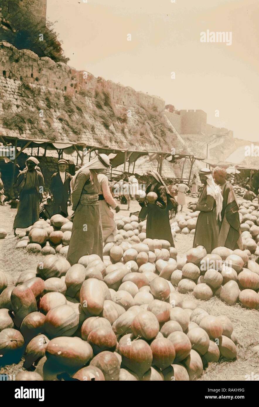 Watermelon market 1900, Middle East, Israel and/or Palestine ...