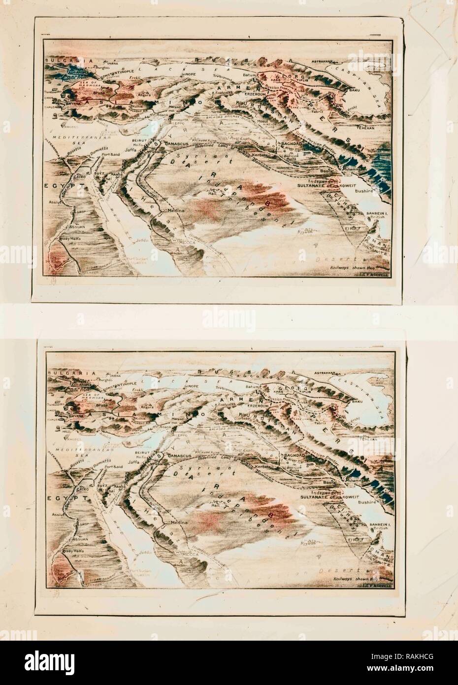 Map of the Near East 1900, Middle East. Reimagined by Gibon. Classic ...