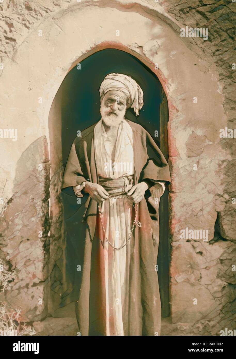 Peasant types (Village sheikh telling his beads) 1898, Middle East ...