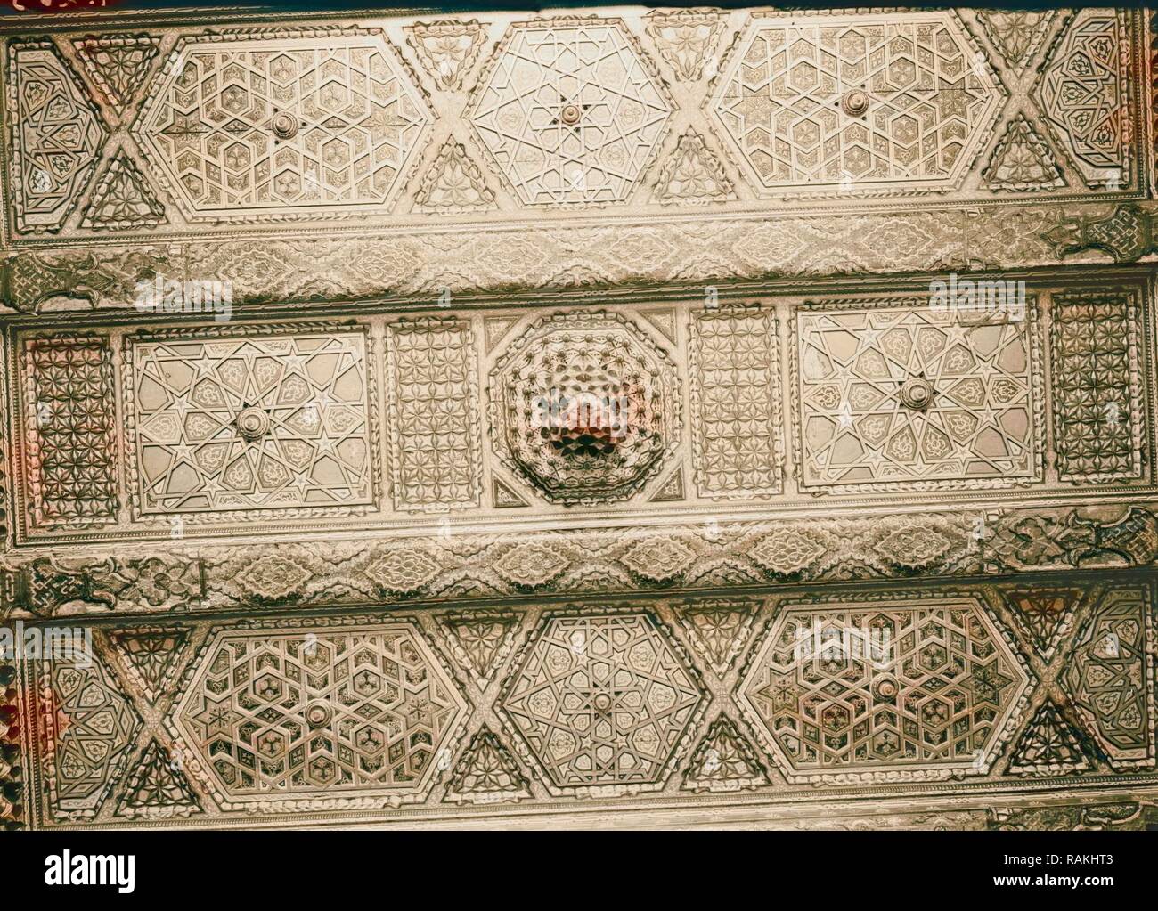 Syria. Damascus. Old arabesque ceiling of a Damascus home. 1898, Syria ...