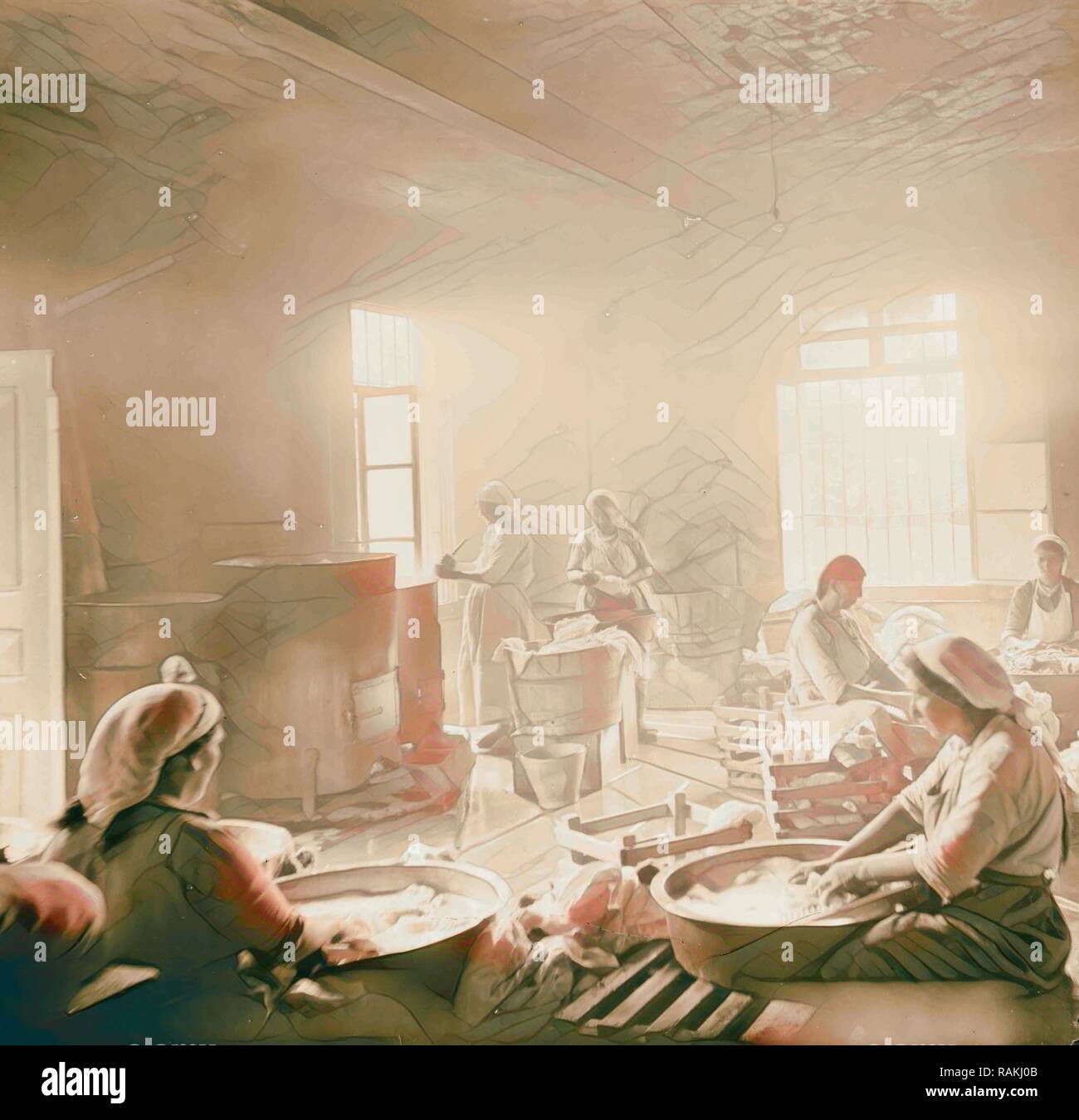 Women washing laundry, possibly at hospital wash house, Scots Mission ...