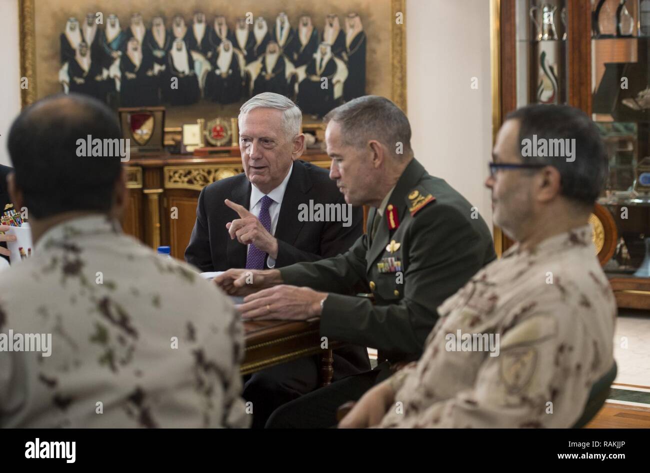 Secretary of Defense Jim Mattis meets with retired Maj. Gen. Michael ...