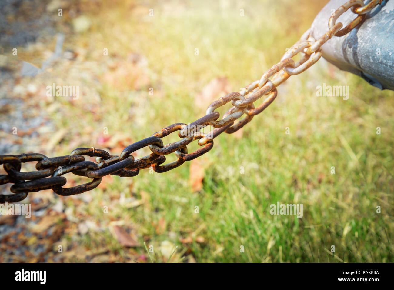 steel chain / Old steel chain locked door metal fence no entry on ...