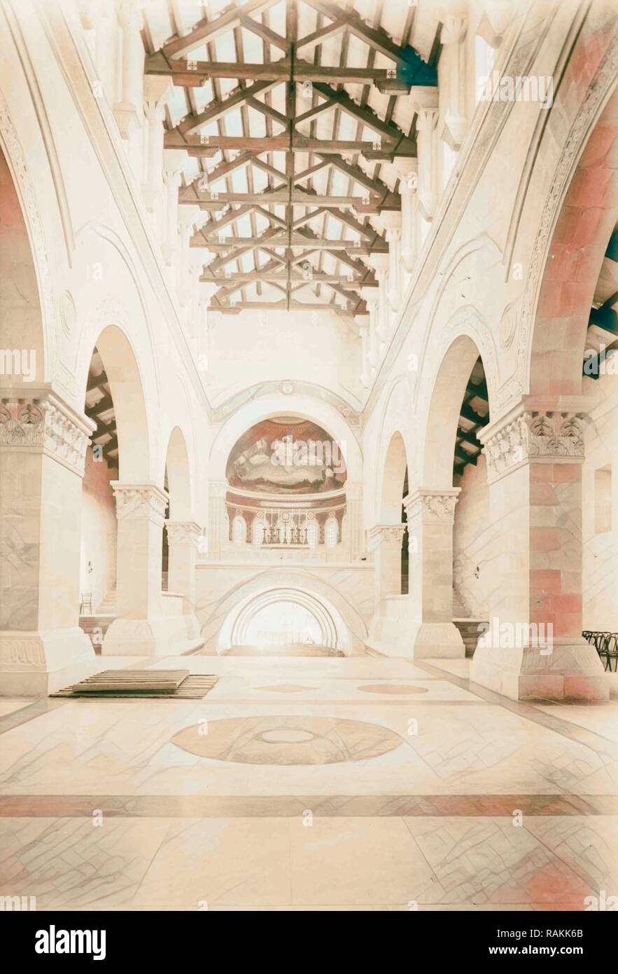 Mt. Tabor & church. 1898, Israel. Reimagined by Gibon. Classic art with ...