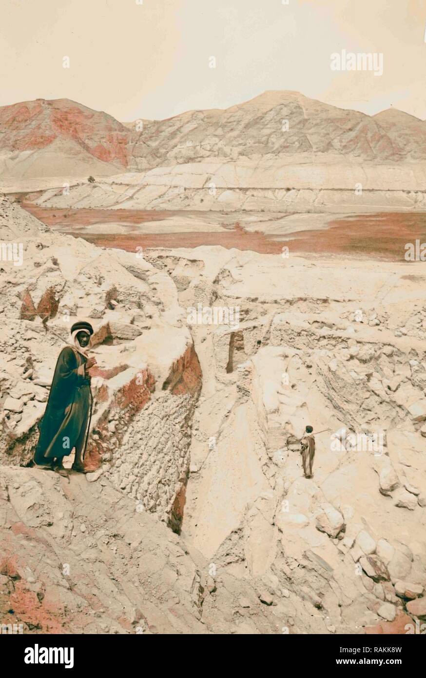 Ruins of ancient Jericho. 1898, West Bank, Jericho. Reimagined by Gibon ...