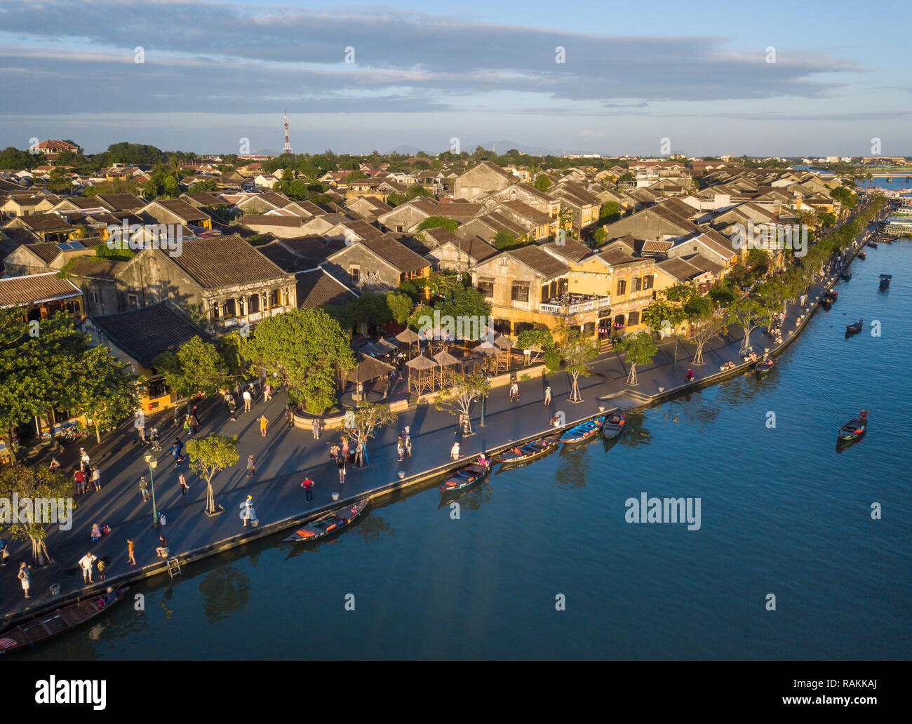 Aerial view of Hoi An old town or Hoian ancient town. Hoi An is UNESCO ...